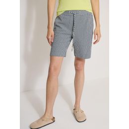Cecil Damen Shorts, blau, Gr. XL, gestreift, Stoff, 73% Viskose, 25% Polyester, 2% Elasthan, Hosen, in Bermuda-L&auml;nge