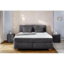 Jockenh&ouml;fer Boxspringbett, B:169cm L:216cm, grau, JOCKENH&Ouml;FER GRUPPE, Bezug Bett: Chenille(100% Polyester);Topper und Matratzenspiegel: 100% Polyester,