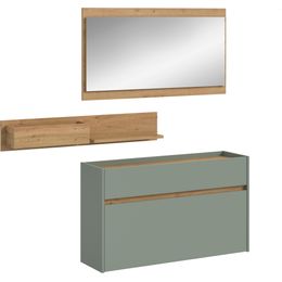 Garderoben-Set Home Affaire, B:172cm H:197cm T:32cm, gr&uuml;n, Holzwerkstoff, Flur, Kastenm&ouml;bel-Sets, "EVRID, 3-teilig, Breite 140 cm, individuell