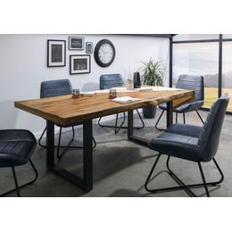 Baumtisch Mango 220x100x77 natur lackiert / U-Beine anthrazit matt FREEFORM 5