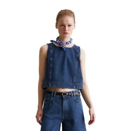 Marc O'Polo Damen Blusentop "aus reinem Organic Cotton", blau, Gr. L, MARC O'POLO DENIM, unifarben, Obermaterial: 100% Baumwolle, Blusen