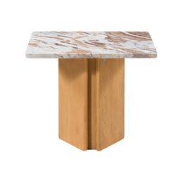Beistelltisch Mango 55x55x45 beige lackiert / Marmor beige LUGANO #104