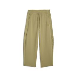 Puma Damen Sporthose "HER Relaxed Barrel Leg Hose Damen", gr&uuml;n, Gr. S, unifarben, Obermaterial: 38% Baumwolle, 47% Polyester, 5% Elasthan, 10%