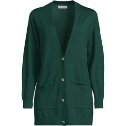 LANDS' END Merino-Cardigan mit Strasskn&ouml;pfen f&uuml;r Damen in Petite-Gr&ouml;&szlig;e, Damen, size: petite, Gr&uuml;n, Wolle, by Lands' End