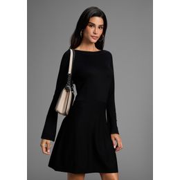 Laura Scott Damen Strickkleid, schwarz, Gr. 42, clean, unifarben, Strick, Obermaterial: 70% Viskose, 30% Polyamid, Kleider, in ausgestellter
