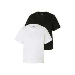 Urban Classics Damen T-Shirt "Urban Classics Ladies Basic Boxy Tee 2-Pack", schwarz-wei&szlig;, Gr. XS, unifarben, 100% Baumwolle, Shirts