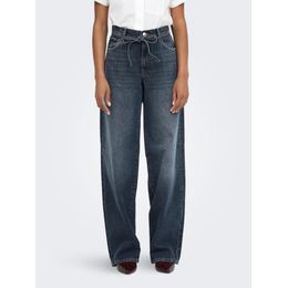 Only Damen Straight-Jeans "ONLGIANNA MW STRAIGHT DNM DOT003 NOOS", blau, Gr. 31, unifarben, Denim/Jeans, Obermaterial: 100% Baumwolle, Jeans,