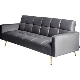 Schlafsofa Jahnke, B:213cm H:85cm T:84cm, grau, Jugendzimmer, Sofas, "CHILLAX POSH", mit Schlaffunktion, edler Samtstoff & F&uuml;&szlig;e im Gold-Look, Breite