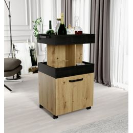 Barschrank FORTE, B:50,2cm H:88,2cm T:41,1cm, schwarz, FSC-zertifizierter Holzwerkstoff, Wohnzimmer, Schr&auml;nke, "Homebar", H&ouml;he ca. 88 cm