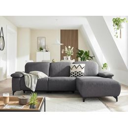 Ecksofa Musterring, B:280cm H:83cm T:180cm, grau, 100% Polyester, Wohnzimmer, Sofas, "MR370 mit/ohne Relaxfunktion, verschiedene Unterfederungen zur