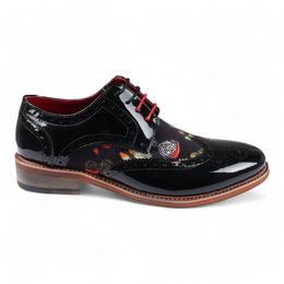 Justin Reess Herren-Brogue-Schuhe aus Lackleder mit Schmetterlings-Print - Julius