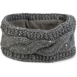 styleBREAKER Damen Stirnband "Grobstrick Stirnband mit Pailletten", grau, Modisch, Obermaterial: 100% Viskose CV., M&uuml;tzen