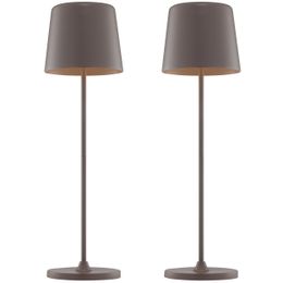 Brilliant LED Tischleuchte "Kaami - mobile LED Au&szlig;en Akku Tischlampe 2er-Set", &Oslash; 10cm H: 37cm, 2 Stk., braun, Leuchten, 310 lm, Touchdimmer, USB,