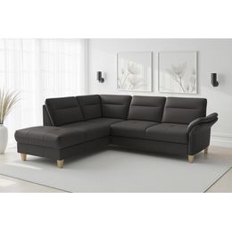Sit & More Ecksofa SIT & MORE, B:218cm H:90cm T:212cm, grau, Wohnzimmer, Sofas, "Pamela L-Form, Leder, B: 218 cm", optional Armteilverstellung, Schlaffunktion &