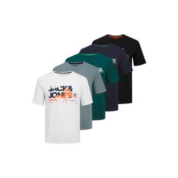 Jack & Jones JACK & JONES Herren T-Shirt "T-Shirt JJLUKE TEE 5PK 5er Pack", bunt, Gr. S, Obermaterial: 100% Baumwolle CO., Shirts