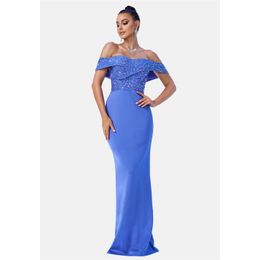 MODA MINX Damen Jerseykleid, lila, Gr. L, unifarben, 100% Polyester, Kleider, im schulterfreien Design