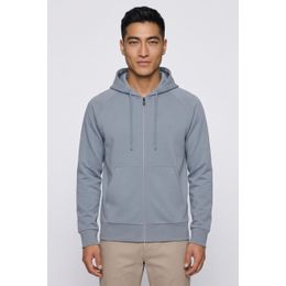 BOSS Green Herren Kapuzensweatjacke "Saggy", grau, Gr. M, unifarben, Sweatware, Obermaterial: 95% Baumwolle, 5% Elasthan, Sweatjacken, Regular Fit,