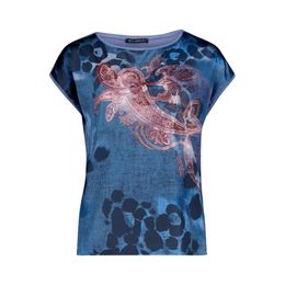 Betty Barclay Damen Kurzarmshirt "Damen mit Aufdruck", blau, Gr. 44, Obermaterial: 57% Polyester, 30% Viskose, 10% Polyester, 3% Elasthan, Shirts