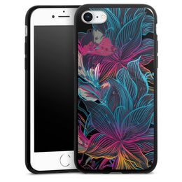 DeinDesign iPhone SE (2022) Handy Slim Case extra d&uuml;nn Silikon Handyh&uuml;lle schwarz H&uuml;lle Colourful Flowers Neon Silikon Slim Case