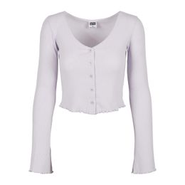 Urban Classics Damen Langarmshirt "Urban Classics Damen Ladies Cropped Rib Cardigan", lila, Gr. XXXL, unifarben, 97% Baumwolle, 3% Elasthan, Shirts