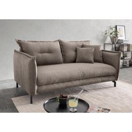 Ecksofa Home Affaire, B:255cm H:94cm T:110cm, braun, 93% Polyester, 7% Polyamid, Wohnzimmer, Sofas, "Lazio modern und bequem, schmale Armlehnen,