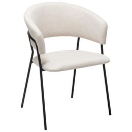 Livetastic Armlehnstuhl, Schwarz, Beige, Metall, Textil, Rundrohr, 57x77x58 cm, Esszimmer, St&uuml;hle, Esszimmerst&uuml;hle, Armlehnenst&uuml;hle