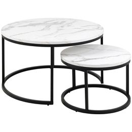Mid.you Couchtisch Spiro, Schwarz, Wei&szlig;, Metall, Holzwerkstoff, rund, eckig, 80x45x80 cm, Wohnzimmer, Wohnzimmertische, Couchtische