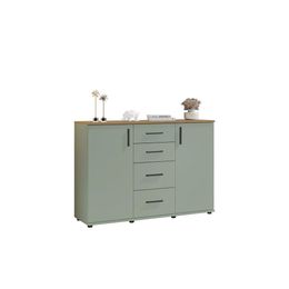 Mid.you Kommode, Eiche, Salbeigr&uuml;n, Kunststoff, 2 F&auml;cher, 4 Schublade(n) Schubladen, 120x84x35 cm, Typenauswahl, Wohnzimmer, Kommoden & Sideboards, Kommoden