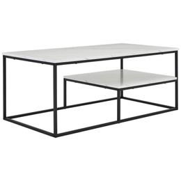 Mid.you Couchtisch, Schwarz, Wei&szlig;, Metall, Holzwerkstoff, Marmoroptik, rechteckig, Flachrohr, 60x45x110 cm, Bsci, einfacher Aufbau, Wohnzimmer, Wohnzimmertische, Couchtische, Couchtische Marmoroptik