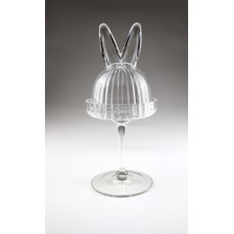 AM Design Dekofigur "Glas Etagere mit Hasenmotiv", B/H/T: 12cm x 28,5cm x 12cm, transparent, Wohnzimmer, Dekofiguren, mit Glashaube auf Fu&szlig;,