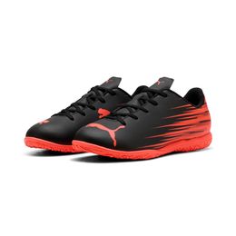Puma M&auml;dchen Fu&szlig;ballschuh "ATTACANTO II IT JR", Gr. 35, rot, Synthetik, bedruckt, Schuhe, f&uuml;r Hallenb&ouml;den, mit weichem Synthetik-Obermaterial