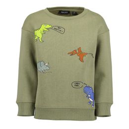 Blue Seven Jungen Sweatshirt, gr&uuml;n, Gr. 128, bedruckt, angeraute Sweatware, Obermaterial: 80% Baumwolle, 20% Polyester, Sweatshirts, Baumwollmischung