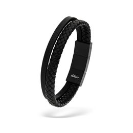 s.Oliver Herren Armband, 22cm, Leder Materialmix, schwarz, Leder, Materialmix, Armb&auml;nder