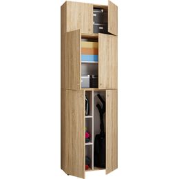 Mehrzweckschrank Vcm, B:70cm T:39cm, braun, Obermaterial: 100% Holz Wood., K&uuml;che, Schr&auml;nke, "Holz Besenschrank Staubsauger Putzschrank Lona A"