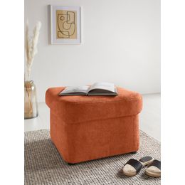 Hocker DOMO collection, B:57cm H:41cm T:57cm, orange, Luxus-Microfaser (100% Polyester);Struktur ( 90% Polyester, 10% Polyacryl);Microfaser