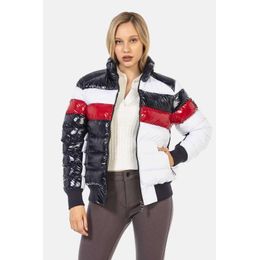 Cipo & Baxx CIPO & BAXX Damen Winterjacke "Jacke", blau, Gr. XL, gestreift, Stoff, 100% Polyester, Jacken, mit tollem Glanz-Design, WM120
