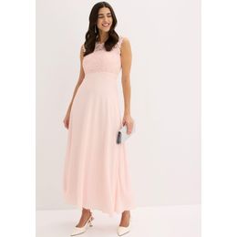 bonprix Damen Maxikleid "Maxikleid mit Spitze", rosa, festlich, Gr. 54, unifarben, Spitze, Obermaterial: 100% Polyester. Futter: 100% Polyester.