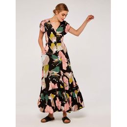 Apricot Damen Maxikleid "Gebl&uuml;mtes Kleid", schwarz, Gr. 38, gebl&uuml;mt, gewebt, Obermaterial: 100% Viskose CV., Kleider, mit bestickter Bord&uuml;re und
