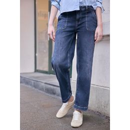 Damen Comfort-fit-Jeans, blau, Gr. 28, STREET ONE STUDIO, unifarben, Jeans, 79% Baumwolle, 15% Polyester, 4% Elastomultiester, 2% Elasthan, Jeans,