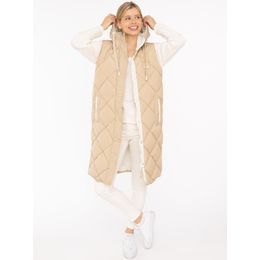 Zwillingsherz Damen Steppweste ""Love Print"", beige, Gr. S, Steppware, Obermaterial: 100% Polyester, Westen, modisch, Doppelzipper, Druckkn&ouml;pfe,