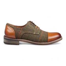 Justin Reess Herren Oxford-Schuhe aus braunem Leder und Tweed - Theon