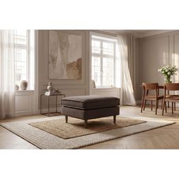 Polsterhocker OTTO HOME, B:76cm H:45cm T:56cm, braun, 100% Polyester, Hocker, "Pinto Skandi", mit Keder, Massivholzf&uuml;&szlig;e Eiche ger&auml;uchert
