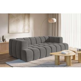 Big-Sofa, B:246cm H:75cm T:135cm, grau, HOMSY BY ANA JOHNSON, 100% Polyester, Sofas, "&raquo;XL&laquo; BOUBELLE Design-Sofa extra tief, Bubble-Optik, Breite 246
