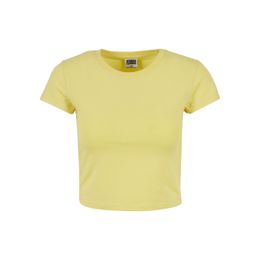 Urban Classics Damen T-Shirt "Urban Classics Damen Ladies Stretch Jersey Cropped Tee", gelb, Gr. S, unifarben, 95% Baumwolle, 5% Elasthan, Shirts