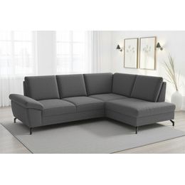 Sit & More Ecksofa SIT & MORE, B:249cm H:89cm T:190cm, grau, 95% Polyester, 5% Polyamid, Wohnzimmer, Sofas, "Chelsea L-Form, B: 264 cm, mit Armteil-&