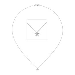 Jobo Damen Kette mit Anh&auml;nger "kleiner Stern mit 16 Diamanten 0,05 ct.", Diamanten Wei&szlig;gold 585, L: 42, silber, Diamanten, Wei&szlig;gold 585, Halsketten,