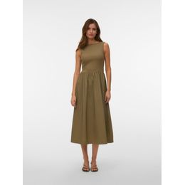 V&eacute;ro Moda VERO MODA Damen Maxikleid "VMVIDA SL 7/8 DRESS WVN NOOS", gr&uuml;n, Gr. L, unifarben, Web, Obermaterial: 79% Baumwolle, 17% Polyester, 4% Elasthan,