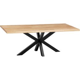 Esstisch OMG DESIGN, B:300cm H:77cm T:100cm, braun, Tische, "Glasgow", Eiche Massivholz ge&ouml;lt, mit Metall-Gestell