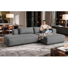Ecksofa OTTO HOME, B:287cm H:76cm T:168cm, grau, 100% Polyester, Wohnzimmer, Sofas, "TIARRA Design-Sofa mit Ottomane recht/links bestellbar, Breite