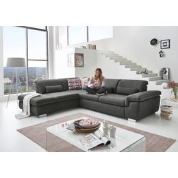 Ecksofa DIE PLANBAR, B:320cm H:85cm T:260cm, grau, 100% Polyester, Wohnzimmer, Sofas, "MP-IN17041 L-Form, Breite 320 cm", Sitztiefenverstellung,